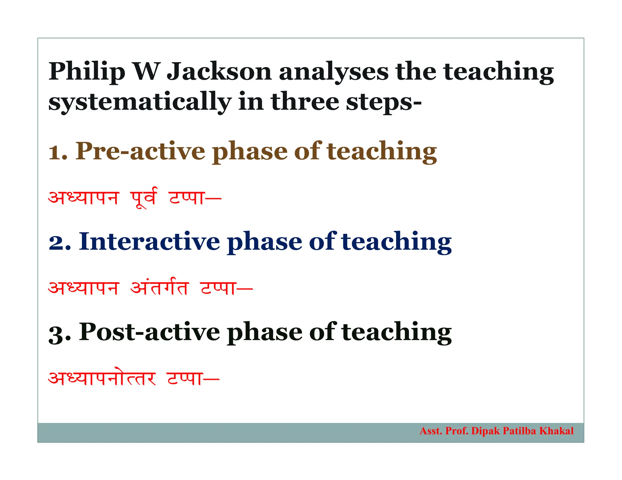 1.3 Philip Jackson Model-Phases of Teaching and Role of Teacher in ...