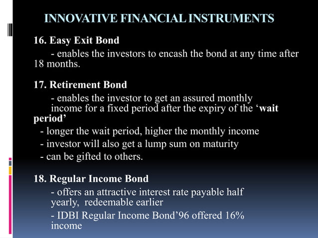 1.3 INNOVATIVE FINANCIAL INSTRUMENTS.pptx | Stocks and Bonds | Personal ...