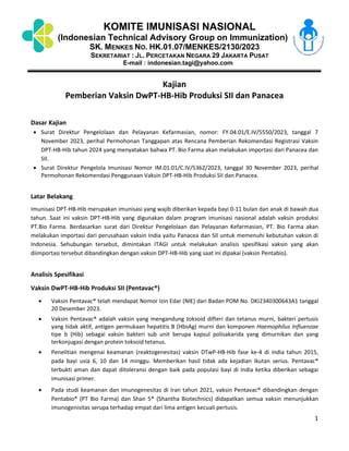 1.Penggunaan Vaksin DPT - HB - Hib Import dari Pancea Biotec dan SII ...