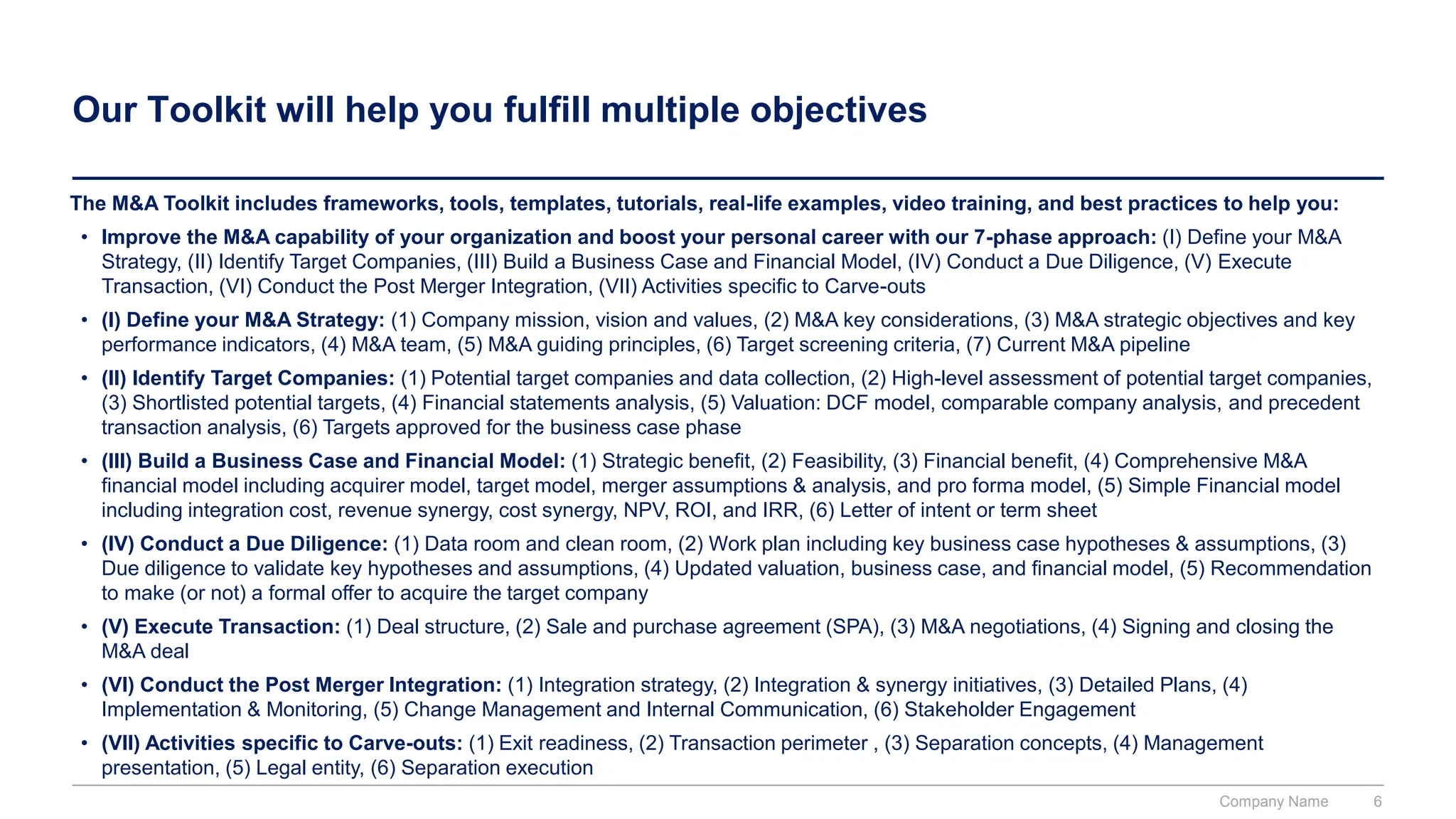 Mergers and Acquisitions Toolkit | PPTX