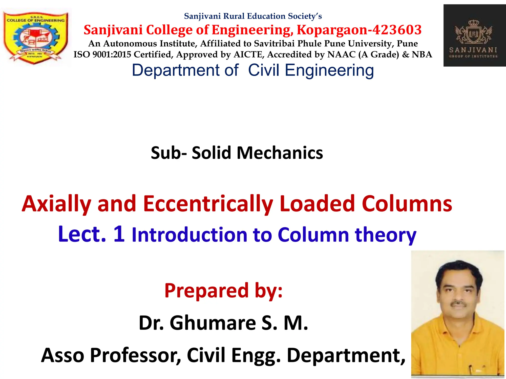 Solid Mechanics -Introduction to Column Theory.pptx
