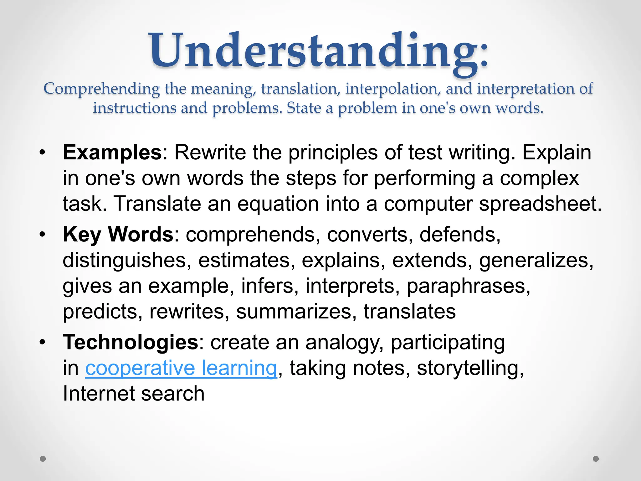 Blooms Taxonomy of Hierarchy of learning | PPT