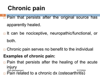 1. Pain management,pain types and pathophysiology | PPTX
