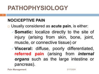 1. Pain management,pain types and pathophysiology | PPTX