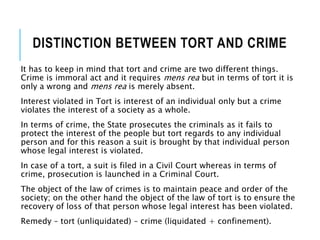 1. Lecture on Nature and Scope of Law of Tort.pptx | Law