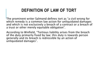1. Lecture on Nature and Scope of Law of Tort.pptx | Law