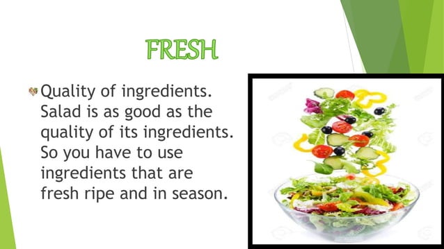 COOKERY 9 Lesson 1.2 Components of Salad.pptx | Cooking | Food & Drink