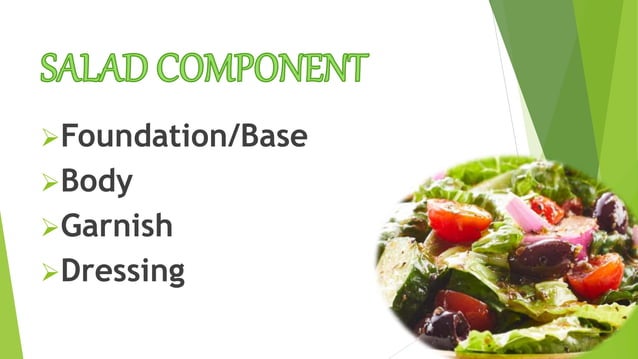 COOKERY 9 Lesson 1.2 Components of Salad.pptx | Cooking | Food & Drink