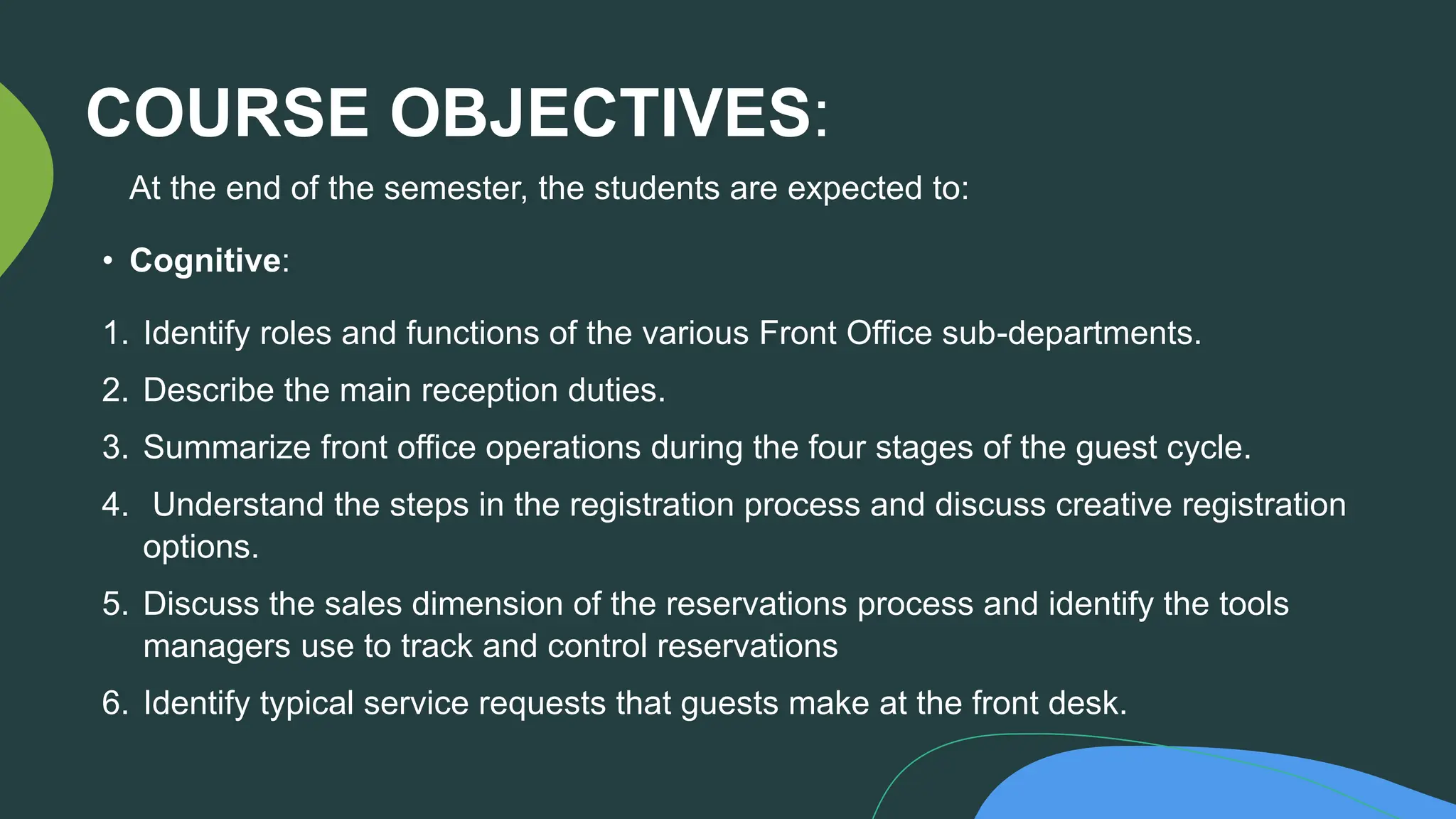 1. FO Introduction. what is front office operations | PPTX