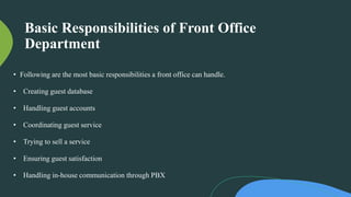 1. FO Introduction. what is front office operations | PPTX