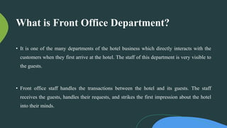 1. FO Introduction. what is front office operations | PPTX