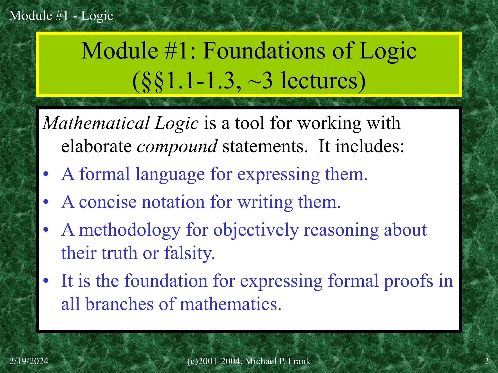 Logic - mathematics in the modern world. | PPT