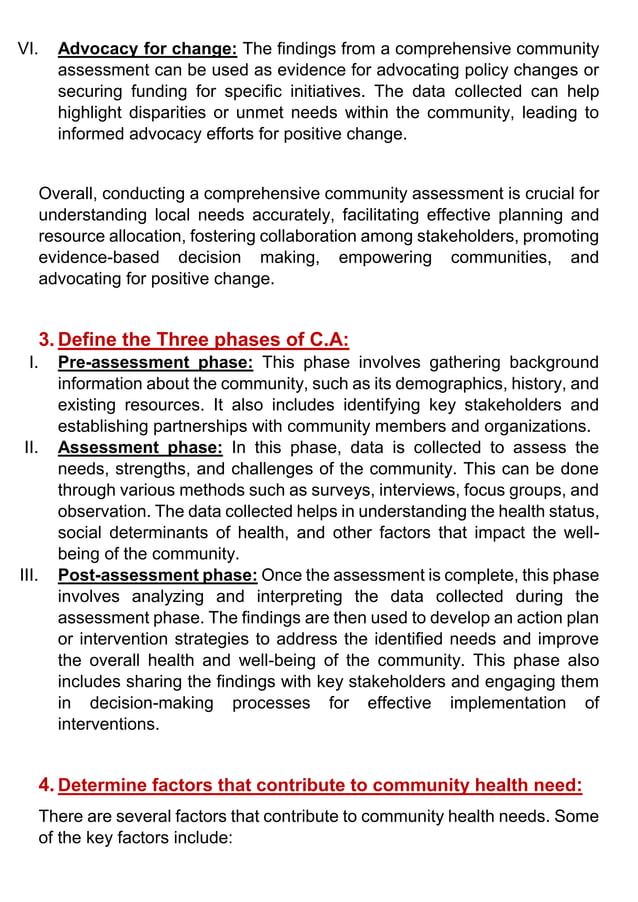 Community assessment .. Community health nursing | PDF | Educational ...