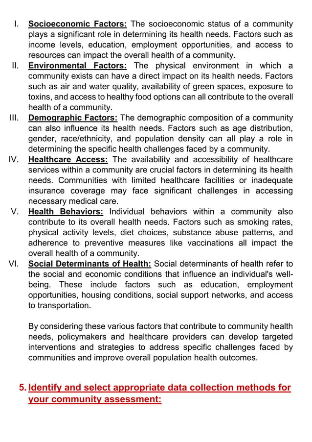 Community assessment .. Community health nursing | PDF | Educational ...