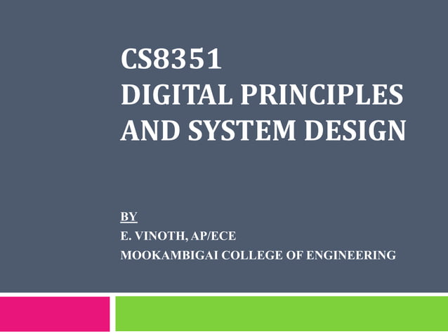 Digital Principles and system design Combination Circuits | PPT