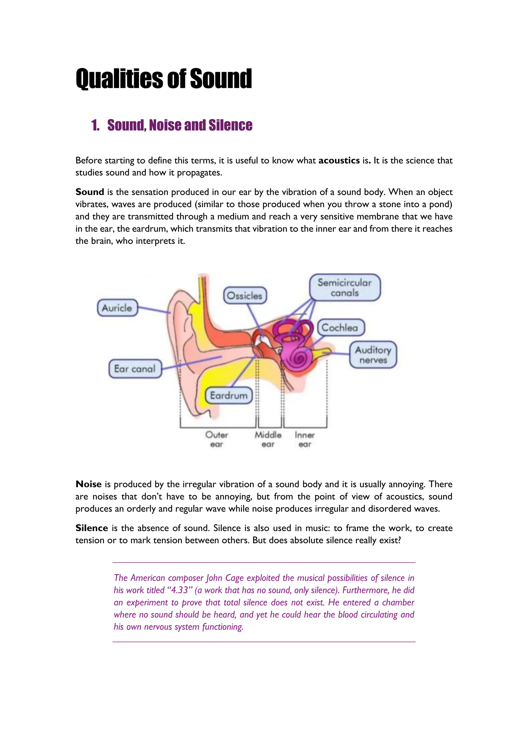 1. Qualities of Sound. Pitch, Duration, intensity. Timbre | PDF