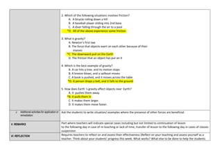 Daily lesson plan for science and more . | DOCX