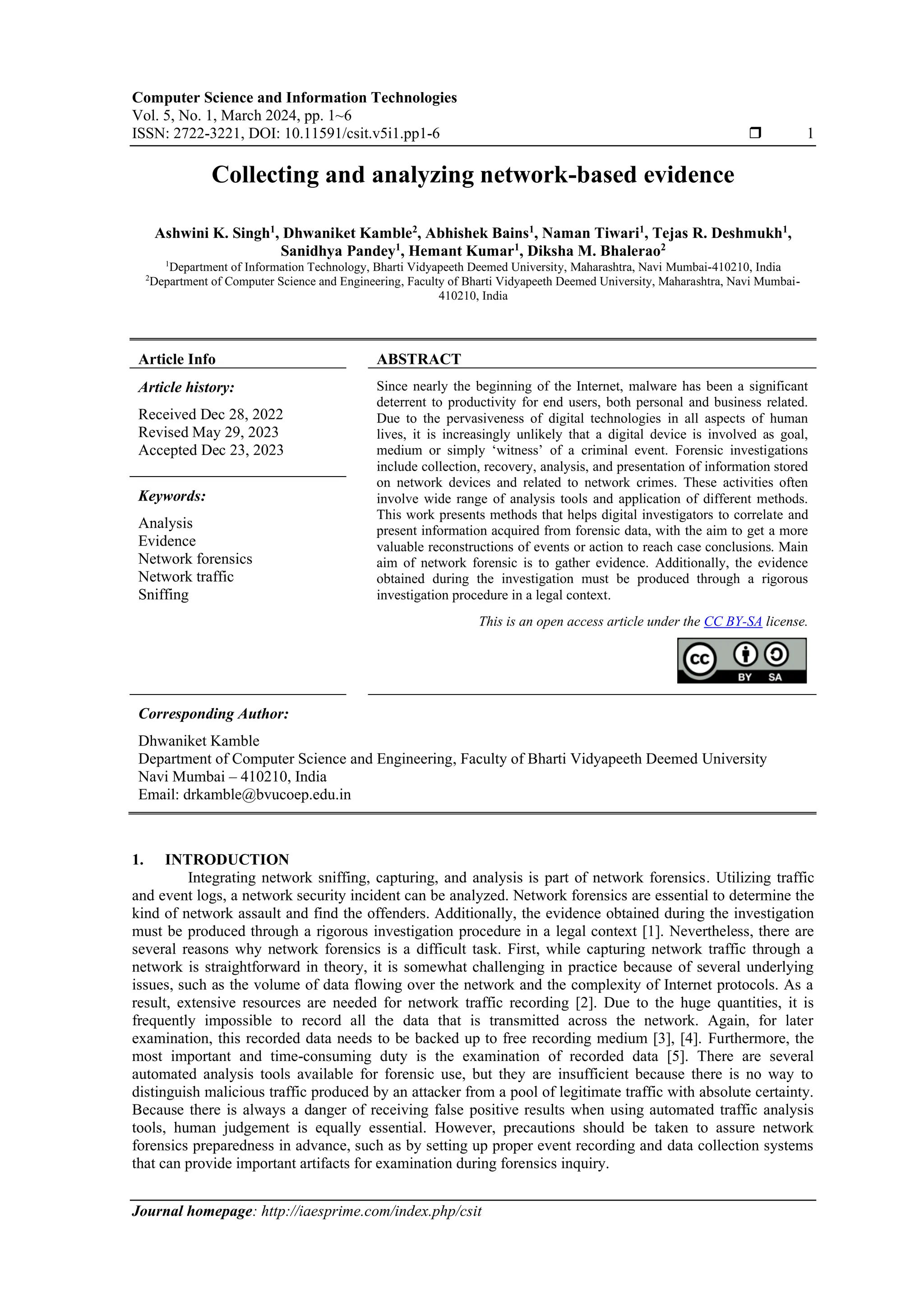 Collecting And Analyzing Network Based Evidence Pdf Information And Network Security Computing