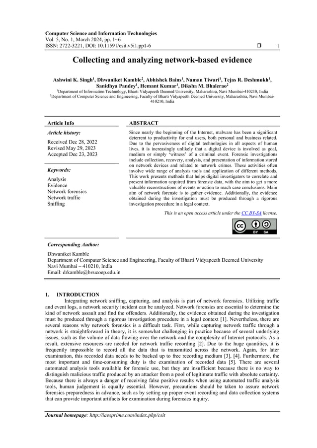 Collecting and analyzing network-based evidence | PDF | Information and Network Security | Computing