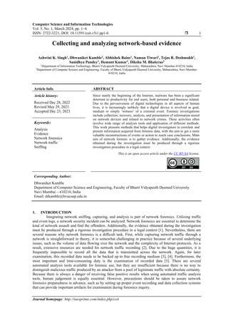 Collecting and analyzing network-based evidence | PDF