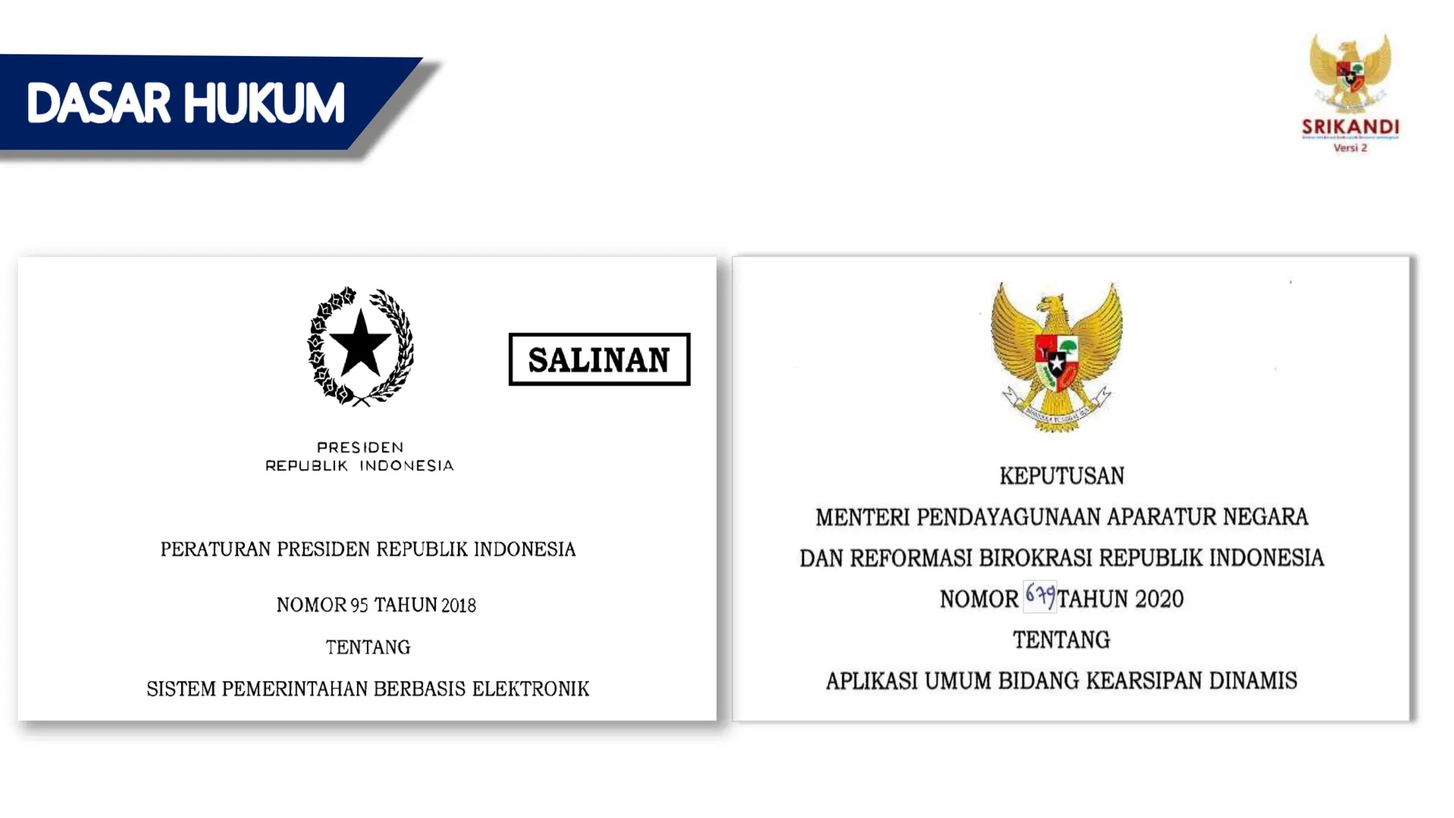 1. DASAR HUKUM V.3.pptx APLIKASI SRIKANDI | PPTX