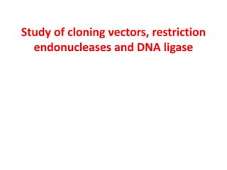 1. Study of cloning vectors, restriction endonucleases and DNA ligase.pptx