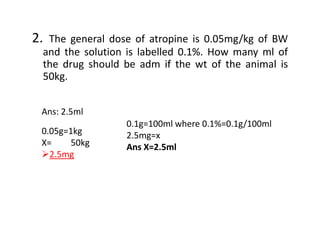 1. Drug Dose calculation.pdf for veterinary | PDF