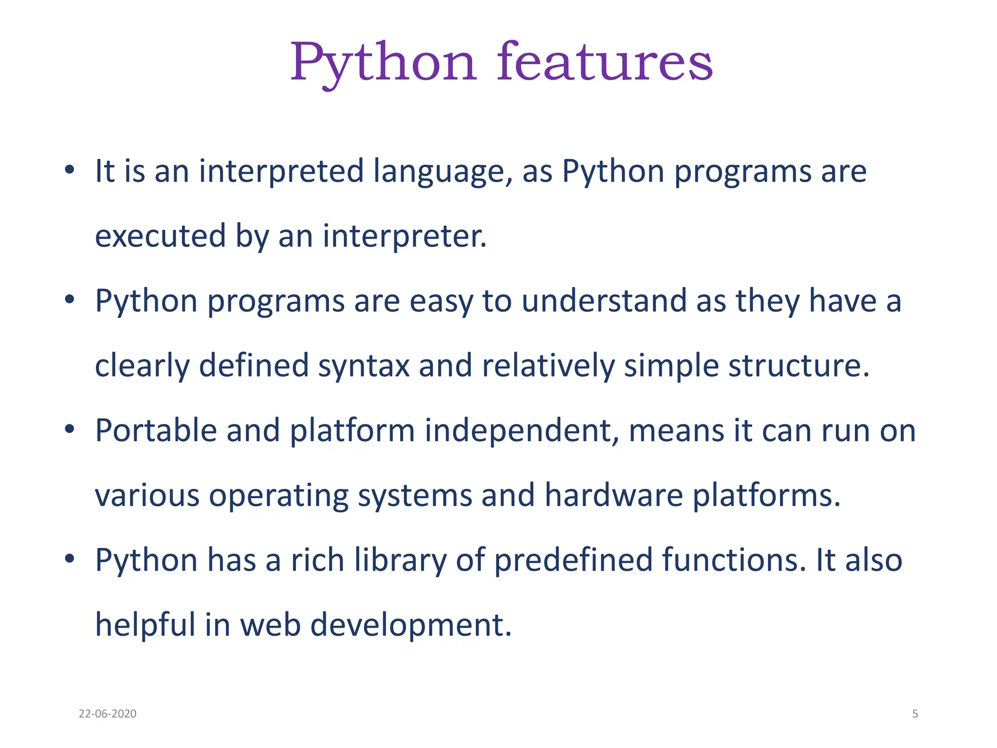 Introduction to Python features history and download.pptx | Programming Languages | Computing