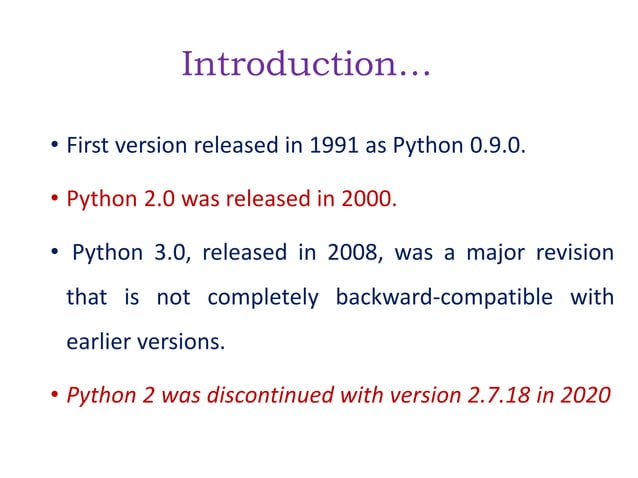 Introduction to Python features history and download.pptx | Programming Languages | Computing