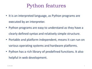 Introduction to Python features history and download.pptx