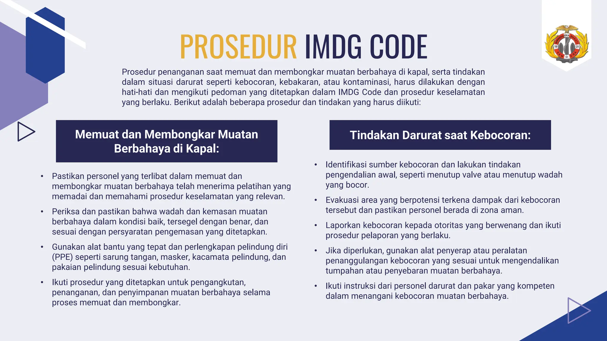 PENTINGNYA MUATAN BERBAHAYA DI KAPAL & IMDG CODE | PPTX