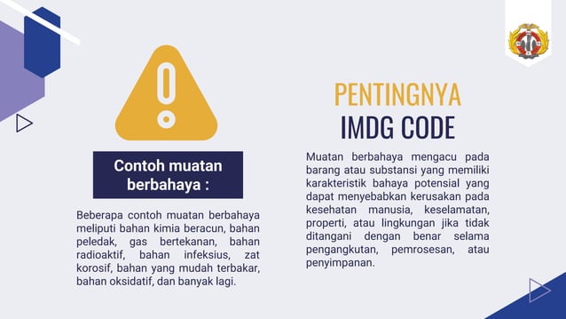 PENTINGNYA MUATAN BERBAHAYA DI KAPAL & IMDG CODE | PPTX