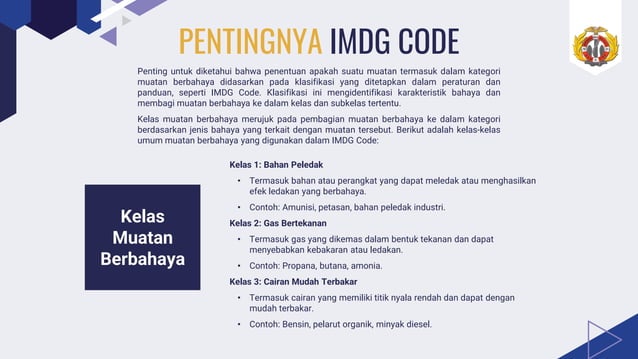 PENTINGNYA MUATAN BERBAHAYA DI KAPAL & IMDG CODE | PPTX