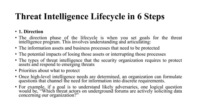 Threat intelligence life cycle steps by steps | PPT