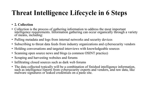 Threat intelligence life cycle steps by steps | PPT