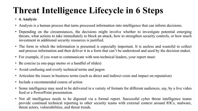 Threat intelligence life cycle steps by steps | PPT