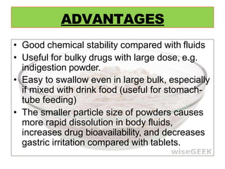 Powders, types of powders, hygroscopic, deliquesant | PPTX