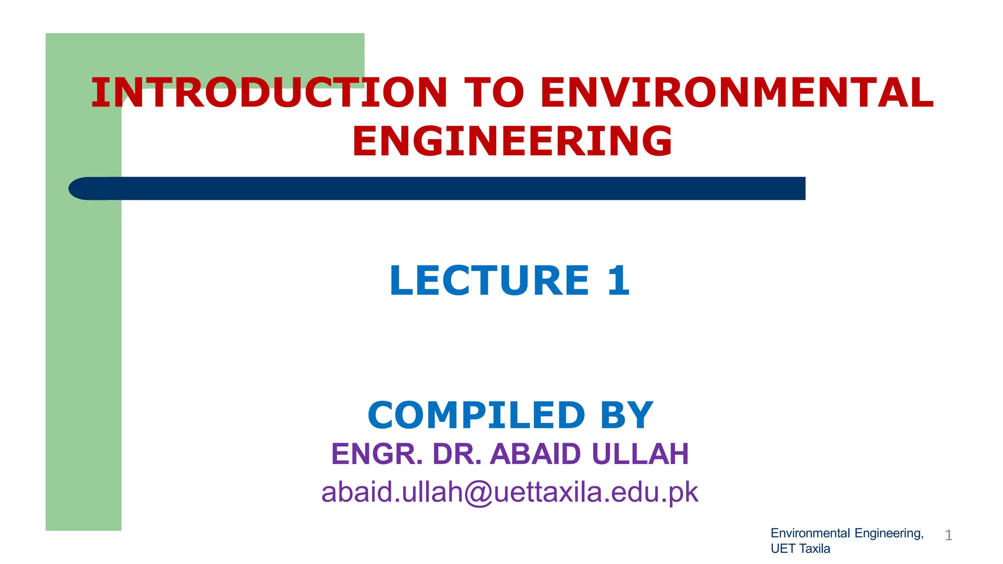 Introduction To environmental Engineerin g | PDF
