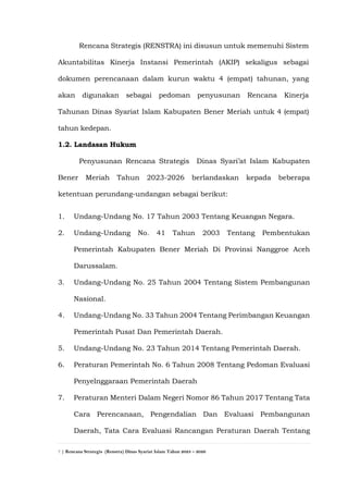 rencana strategis dinas syariat islam kabupaten bener merriah tahun ...