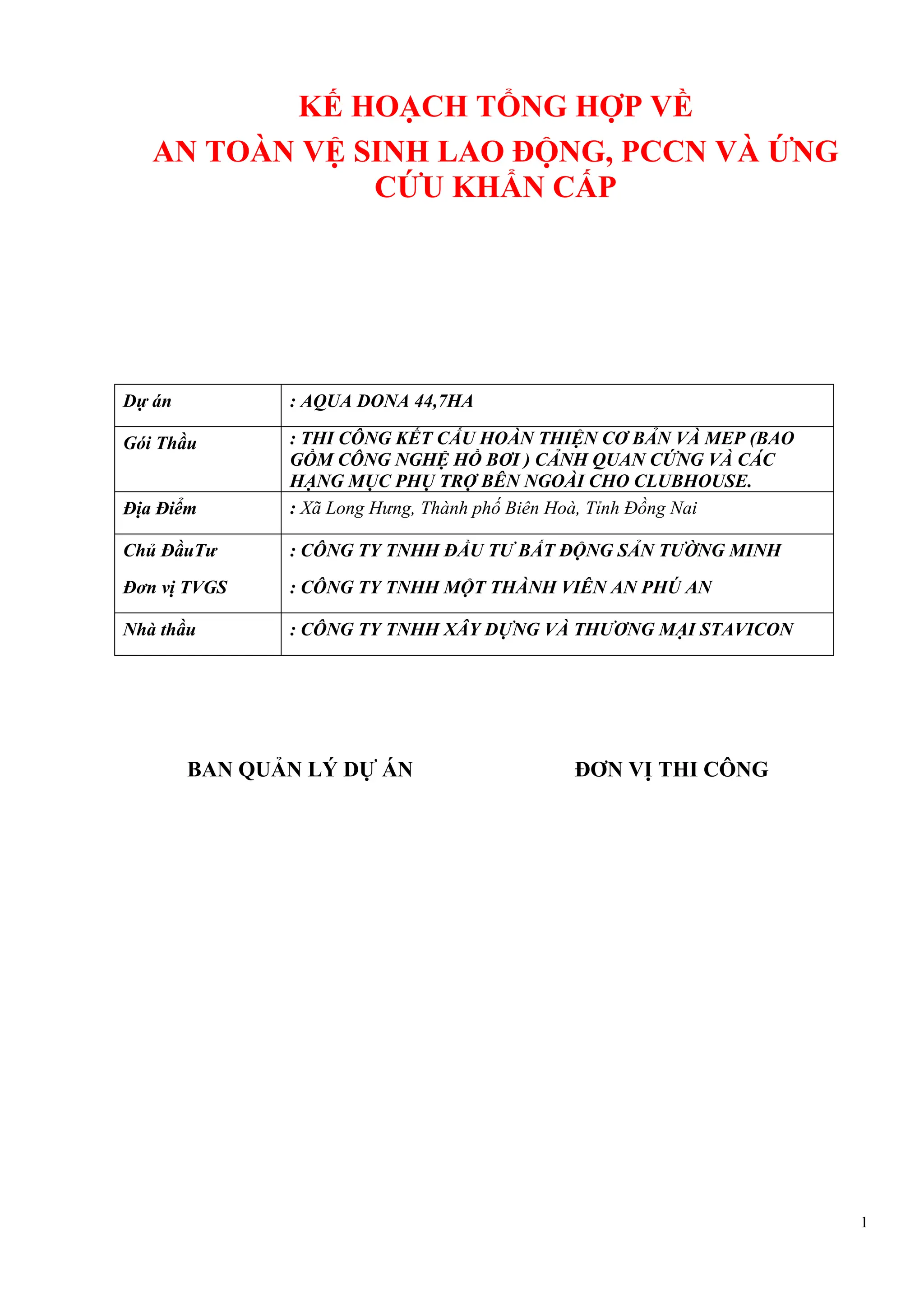 1. KE HOACH TONG HOP AN TOÀN VSLD và PCCC | PDF