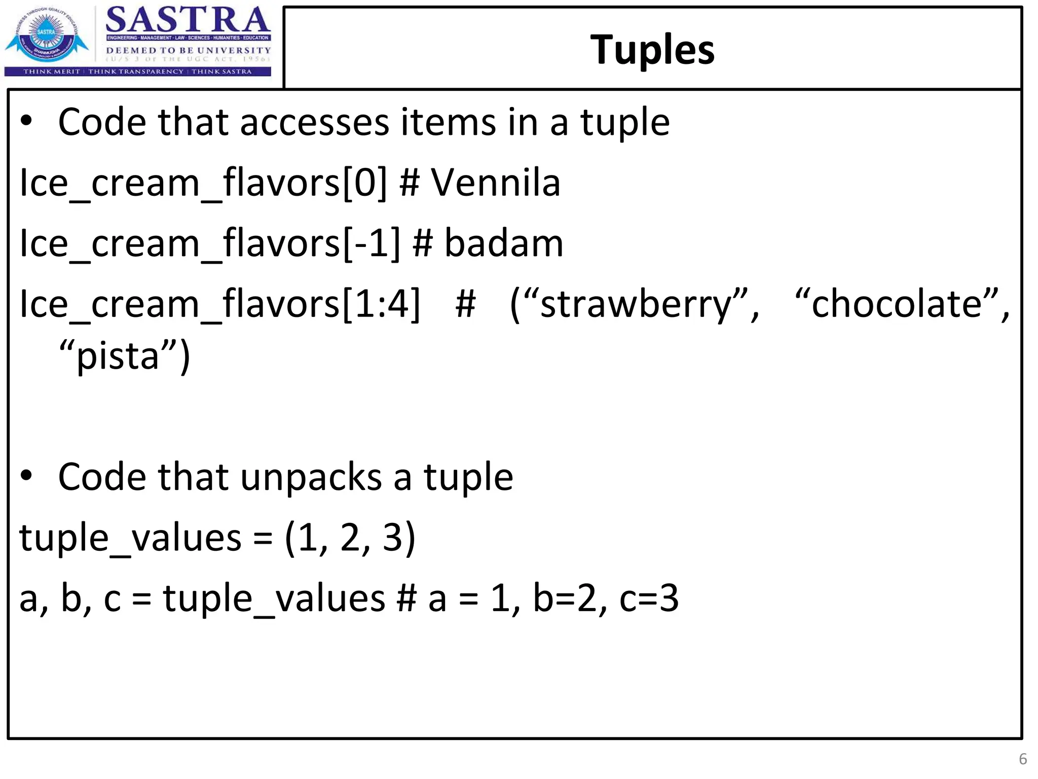 1.10 Tuples_sets_usage_applications_advantages.pptx | Programming Languages | Computing