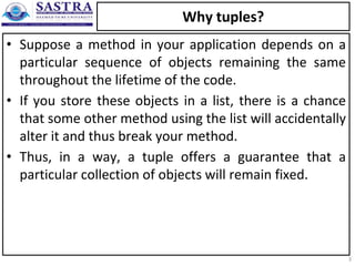 1.10 Tuples_sets_usage_applications_advantages.pptx | Programming Languages | Computing