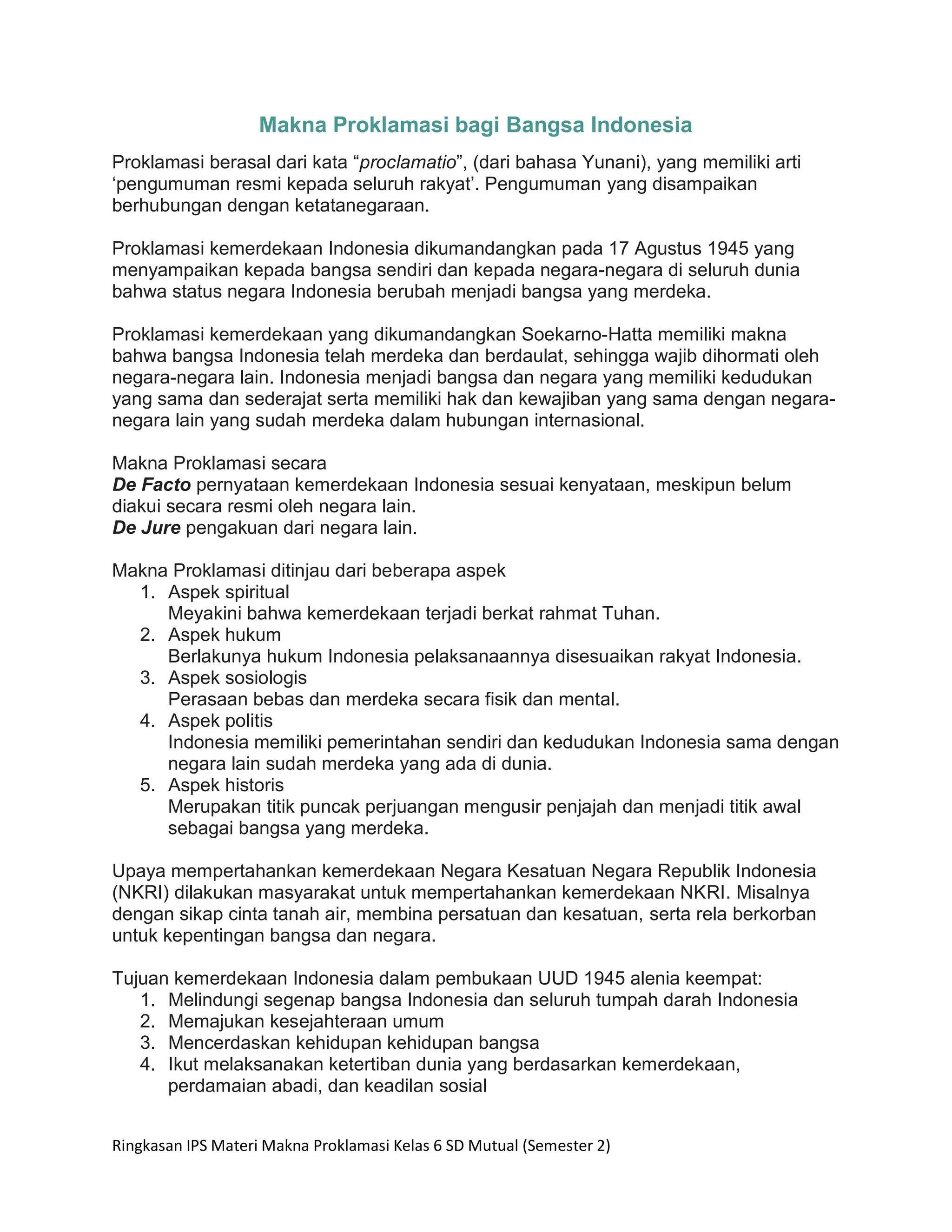 1. Materi Makna Proklamasi bagi Bangsa Indonesia Kelas 6 (1).docx