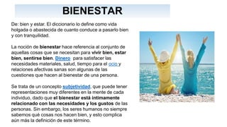 determinantes de calidad de vida y bienestar social | PPTX