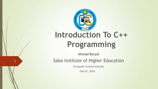 1. Introduction to C++ and brief history | PPTX