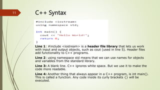 1. Introduction to C++ and brief history | PPTX
