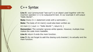 1. Introduction to C++ and brief history | PPTX