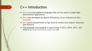 1. Introduction to C++ and brief history | PPTX