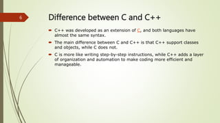 1. Introduction to C++ and brief history | PPTX