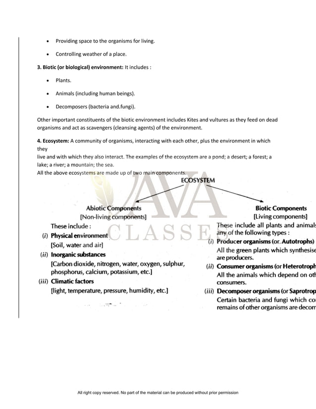 Our Environment Class 10 Science Notes pdf | PDF